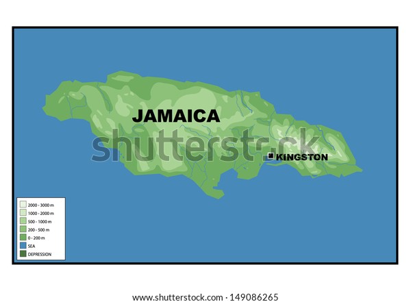 Physical Map Jamaica Stock Illustration 149086265 | Shutterstock