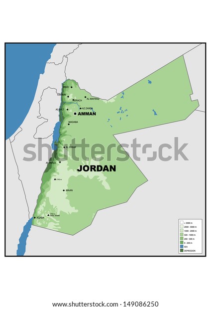 Physical Map Jordan Stock Illustration 149086250 | Shutterstock