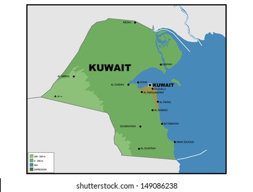 Physical Map Kuwait 스톡 일러스트 149086307 | Shutterstock