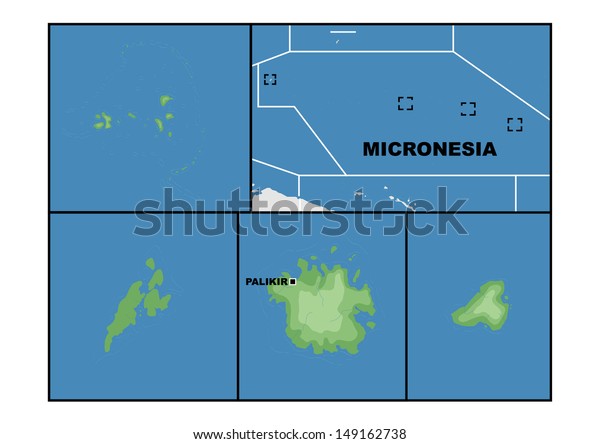 Physical Map Micronesia Stock Illustration 149162738 | Shutterstock