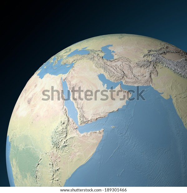 Physical Map Middle East Elements This Stock Illustration 189301466 ...