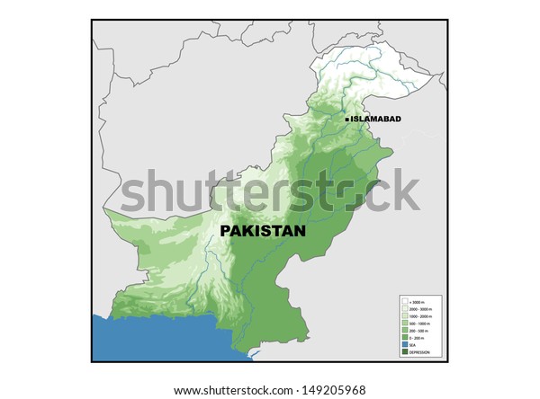 Physical Map Pakistan Stock Illustration 149205968 | Shutterstock