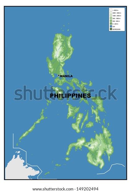Physical Map Philippines Stock Illustration 149202494 | Shutterstock