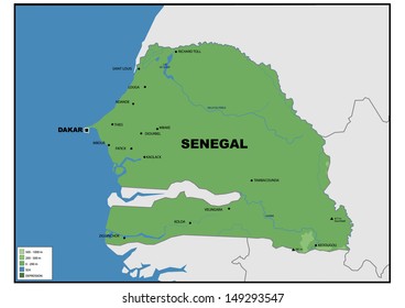 Physical Map Senegal 스톡 일러스트 149293547 | Shutterstock