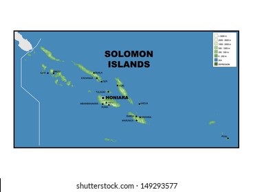 Physical Map Solomon Islands Stock Illustration 149293577 | Shutterstock