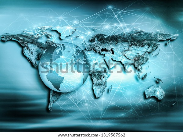 Physical World Map Illustration Elements This Stock Illustration 1319587562