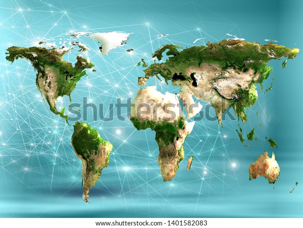 Physical World Map Illustration Elements This Stock Illustration 1401582083