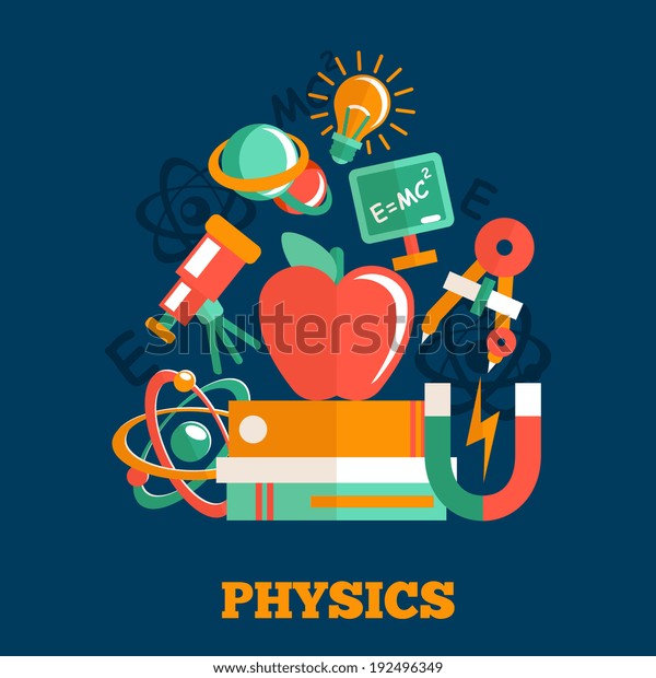 Physics Science Flat Design Poster Atom Stock Illustration 192496349