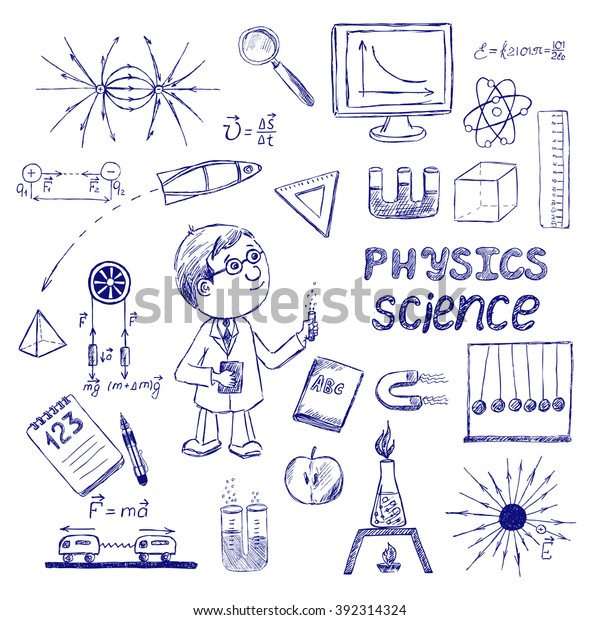 Physics Science Set Sketchy Doodles Lettering Stock Illustration 392314324