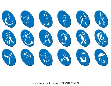 Pictograms Different Types Dances Visuals On Stock Illustration ...