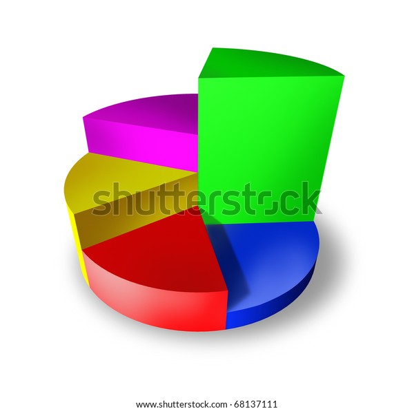 Pie Chart Multi Color 3d Isolated Stock Illustration 68137111 ...