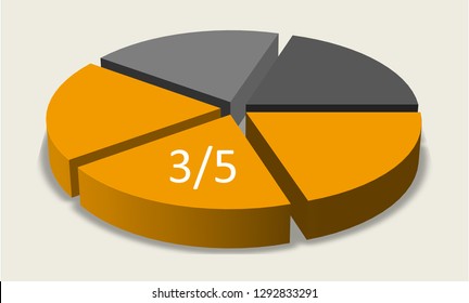 Orange Pie Chart Five Fifths Stock Illustration 1292833276