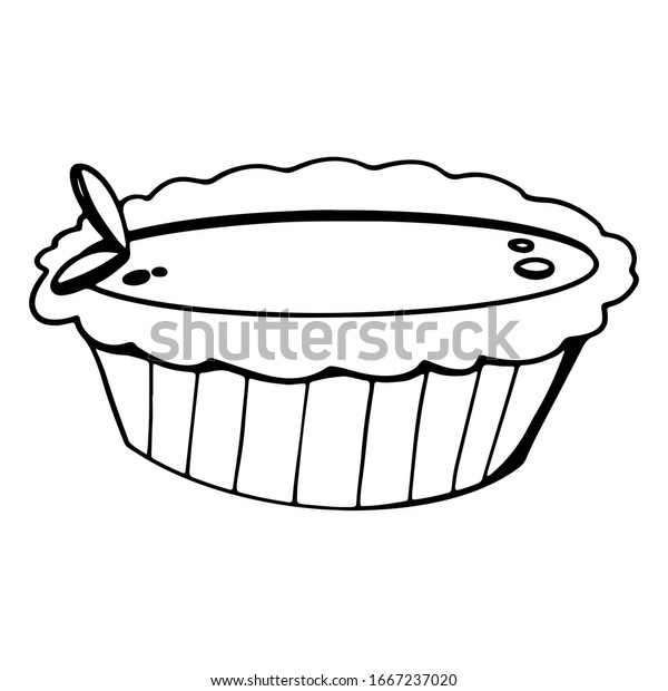 Pie Side View Outline Doodle Cute Stock Illustration 1667237020 ...