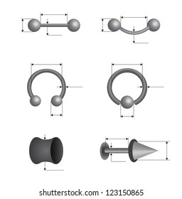 Piercing Set On White Background Stock Illustration 123150865 ...