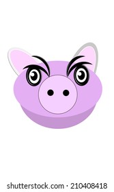 Cute Pig Portrait Square Smile Head Stock Vector (Royalty Free ...