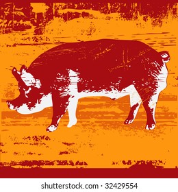 961 Pig and silhouette and grunge Images, Stock Photos & Vectors ...