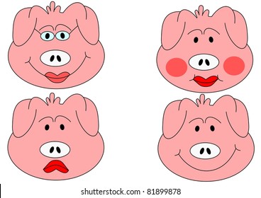 Vector Pig Front Back Views Stock Vector (Royalty Free) 18852241