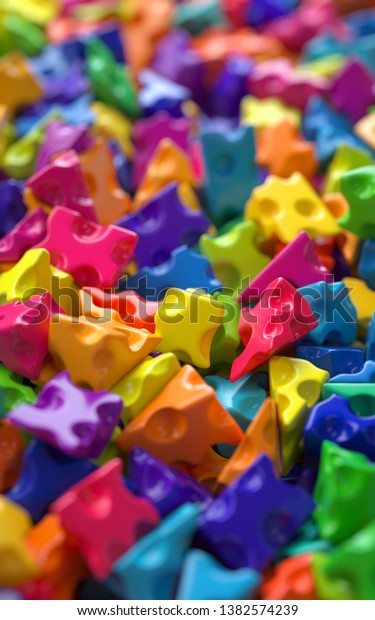Pile Colorful Objectsrainbow Color3d Renderingconceptual Image Stock ...