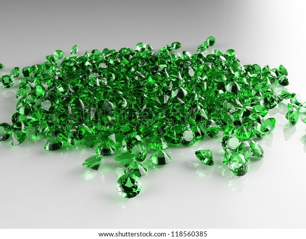 Pile Emerald Diamonds Stock Illustration 118560385