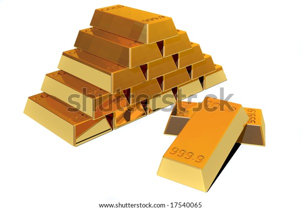 Pile Pure Gold Bars Withe Background Stock Illustration 17540065