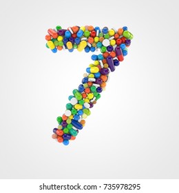 Pills Number 7 3d Render Font Stock Illustration 735978295