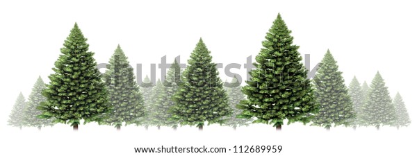 Pine Tree Winter Border Design Group Stock Illustration 112689959