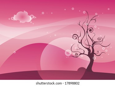 Pink Gradient Color Tree Drawing: ภาพประกอบสต็อก 1862260075 | Shutterstock