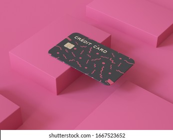Pink Background 3d Render Black Credit Stock Illustration 1667523652 ...