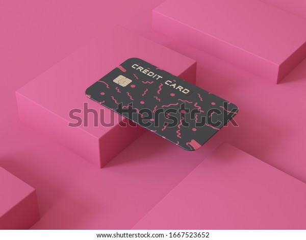 Pink Background 3d Render Black Credit Stock Illustration 1667523652 ...