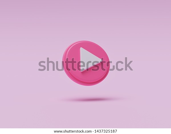botón de juego redondo de color rosa aislado en fondo pastel. Concepto ...