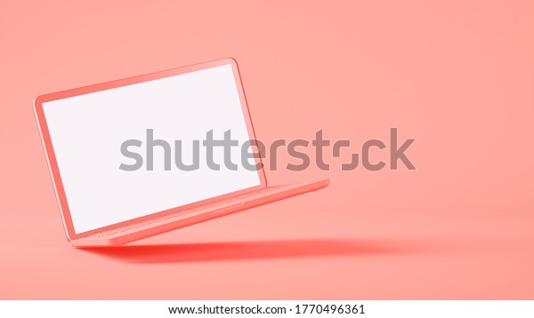 Pink Computer White Screen 3d Rendering Stock Illustration 1770496361