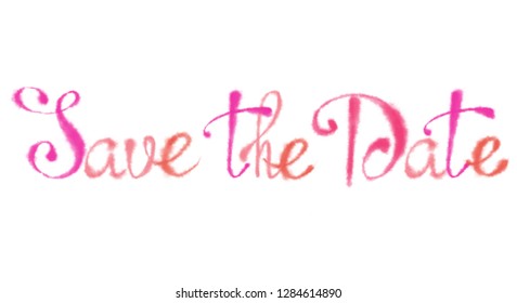 Pink Cursive Save Date Sign Isolated Stock Illustration 1284614890