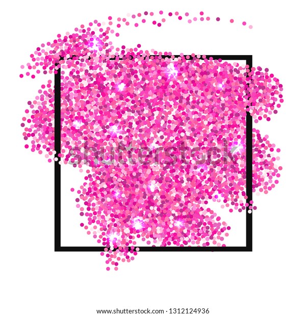 Pink Glitter Texture Square Border Isolated Stock Illustration ...