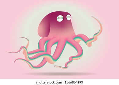 Pink Octopus Gradient Background Stock Illustration 1566864193 ...