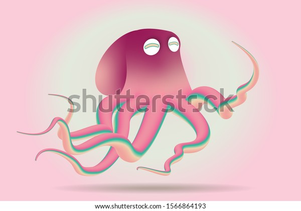Pink Octopus Gradient Background Stock Illustration 1566864193 ...