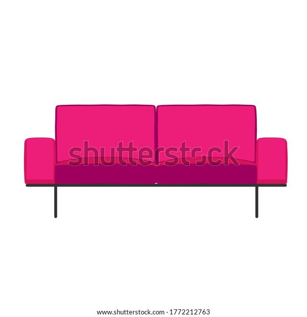 Pink Sofa Interior Front View Isolated Stock Illustration 1772212763 ...