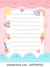 Floral Summer Notes Template Kids Planner 스톡 일러스트 1075282901 | Shutterstock
