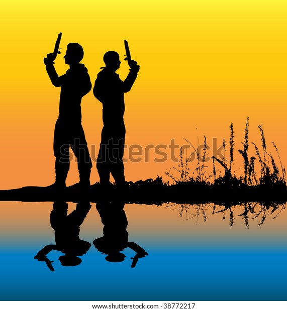 Pistols Dawn Bitmap Background Stock Illustration 38772217 | Shutterstock
