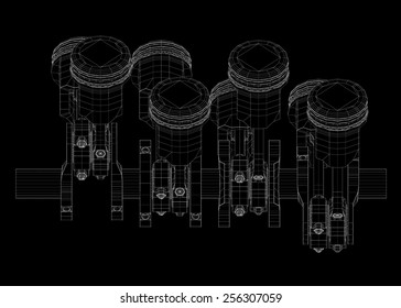Pistons V8 Engine Body Structure Wire Stock Illustration 256307059 ...