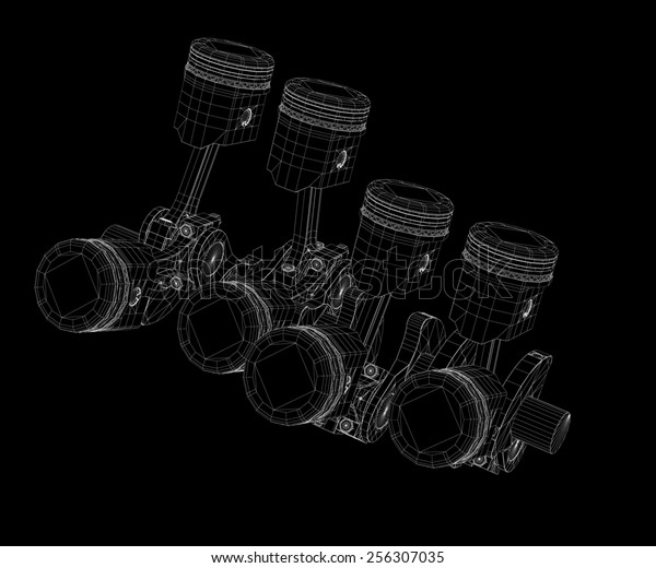Pistons V8 Engine Body Structure Wire: ilustrações stock 256307035 ...