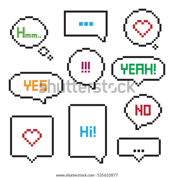 Pixel Art 8bit Speech Bubble Set Stock Illustration 535632877 ...