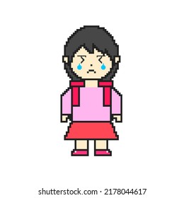 Pixel Art Crying Elementary School Girl Stock Illustration 2178044617 ...