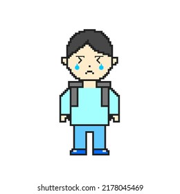 Pixel Art Crying Elementary School Boy Stock Illustration 2178045469 ...