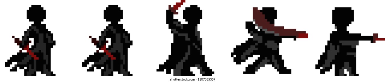 Pixel Art Evil Man Attack Animation Stock Illustration 1107035357 ...