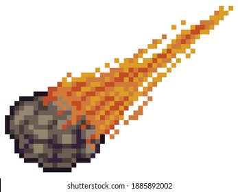Pixel Art Meteor Asteroid Comet 8bit: ilustrações stock 1885892002 ...
