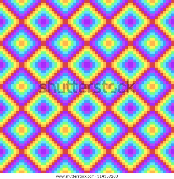 Pixel art rainbow colored, psychedelic background