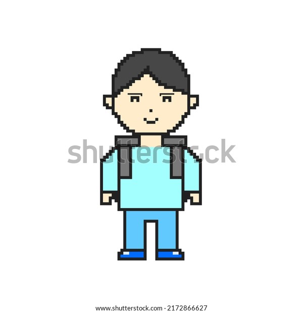 Pixel Art Smiling Elementary School Boy 库存插图 2172866627 | Shutterstock