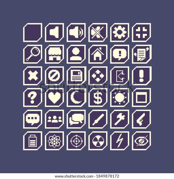 Pixel Art User Interface Icons Created Stock Illustration 1849878172 ...