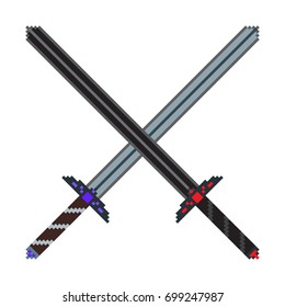 Pixel Composition Two Crossed Big Swords Stock Illustration 699247987 ...