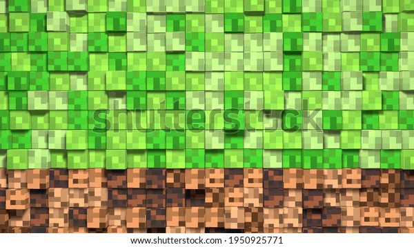Pixel Grass Ground Background 3d Abstract: ilustrações stock 1950925771 ...